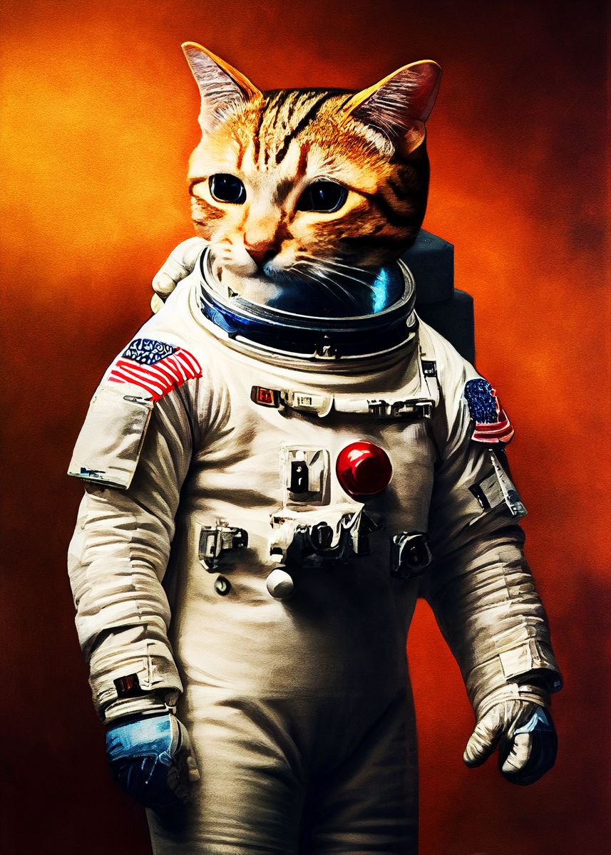 'Astronomy Cat' Poster, picture, metal print, paint by Muh Asdar | Displate