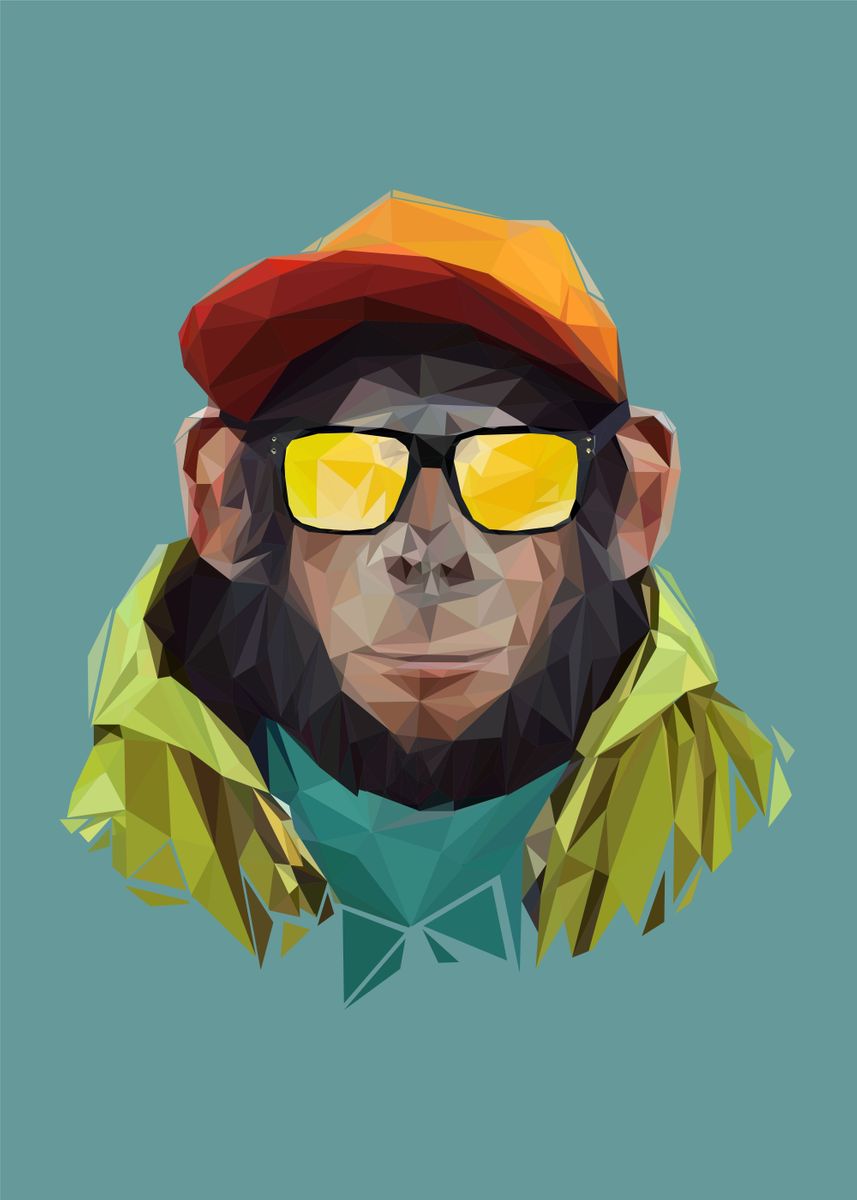 'nursery animal monkey' Poster, picture, metal print, paint by Lowpoly ...