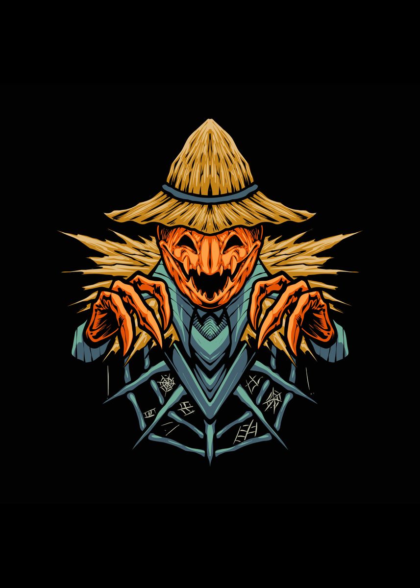 'The Halloween scarecrow' Poster, picture, metal print, paint by ...