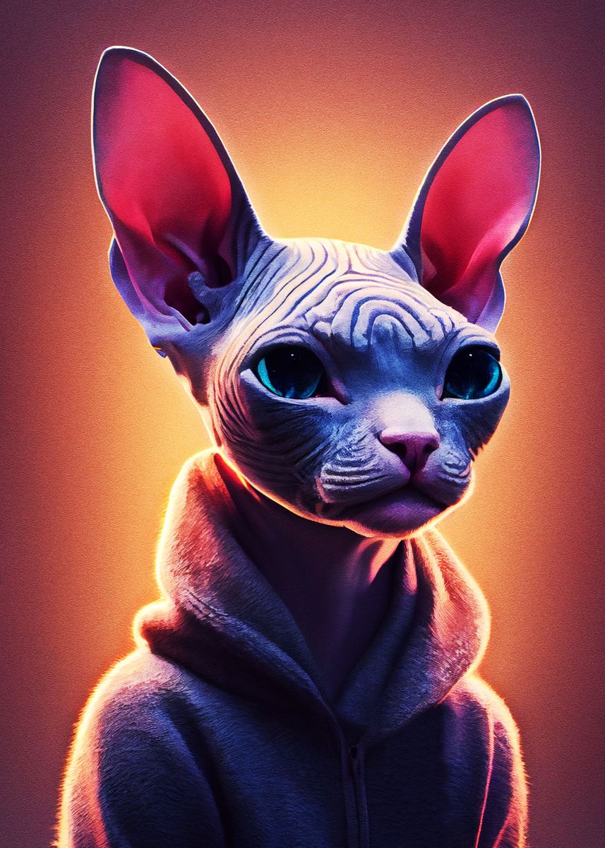 'Cute Sphynx' Poster, picture, metal print, paint by Muh Asdar | Displate