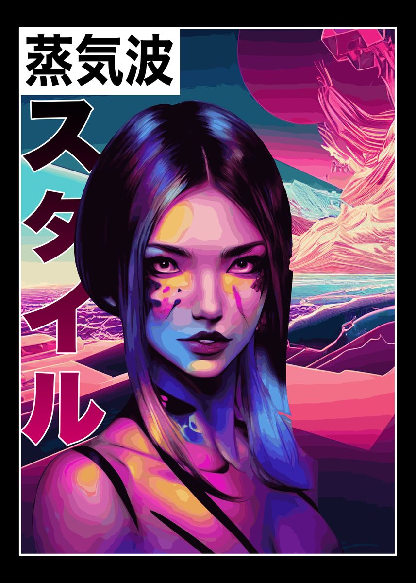 'Japanese Neon Portrait' Poster by BestPrints | Displate