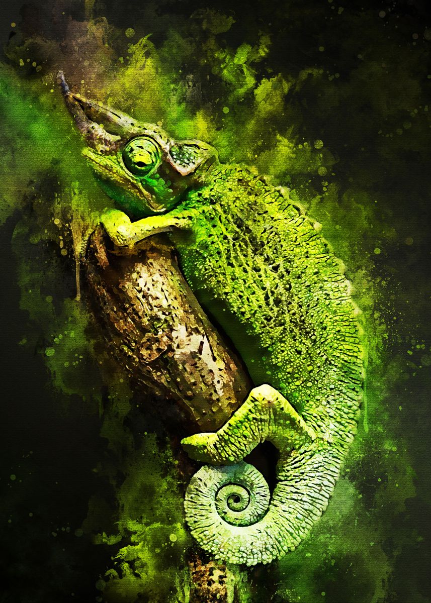 'Green Animal Splatter' Poster, picture, metal print, paint by Muh ...