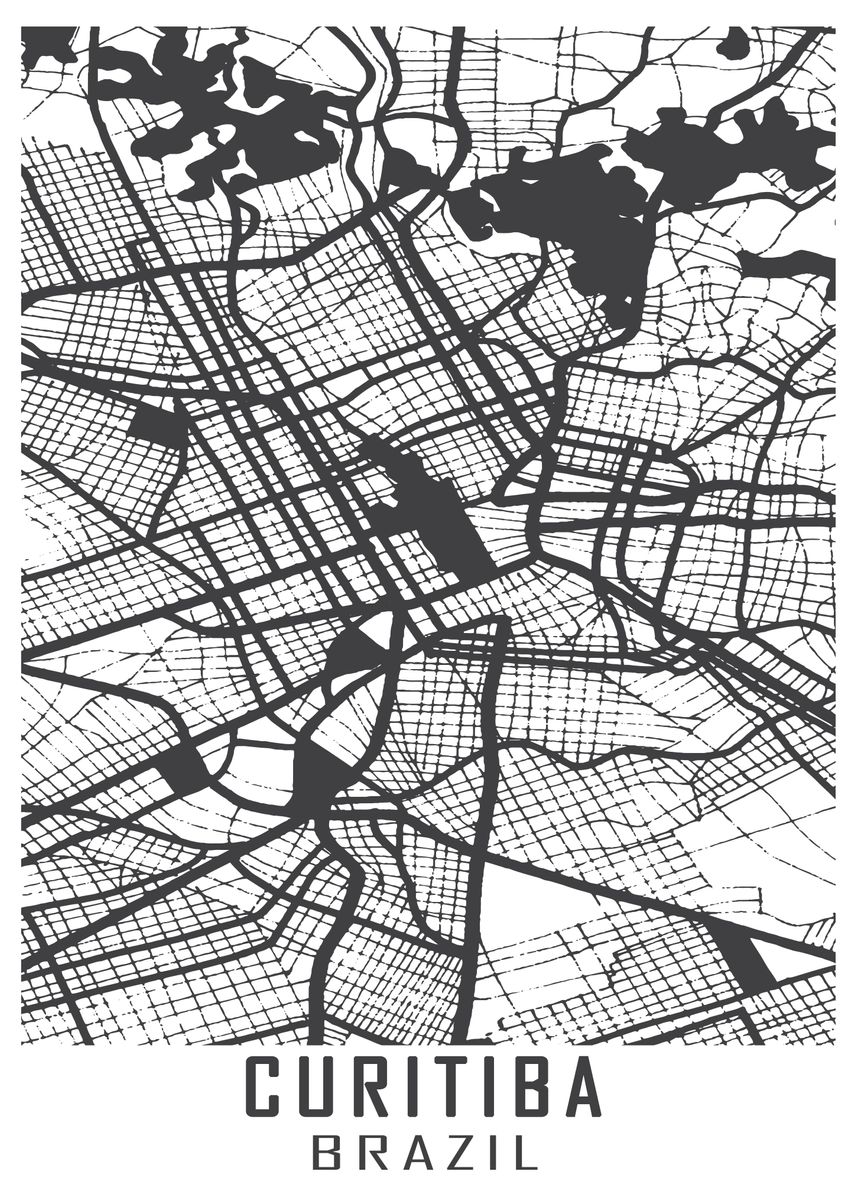 'Curitiba Brazil City Map' Poster by SheldonBennett Studio | Displate