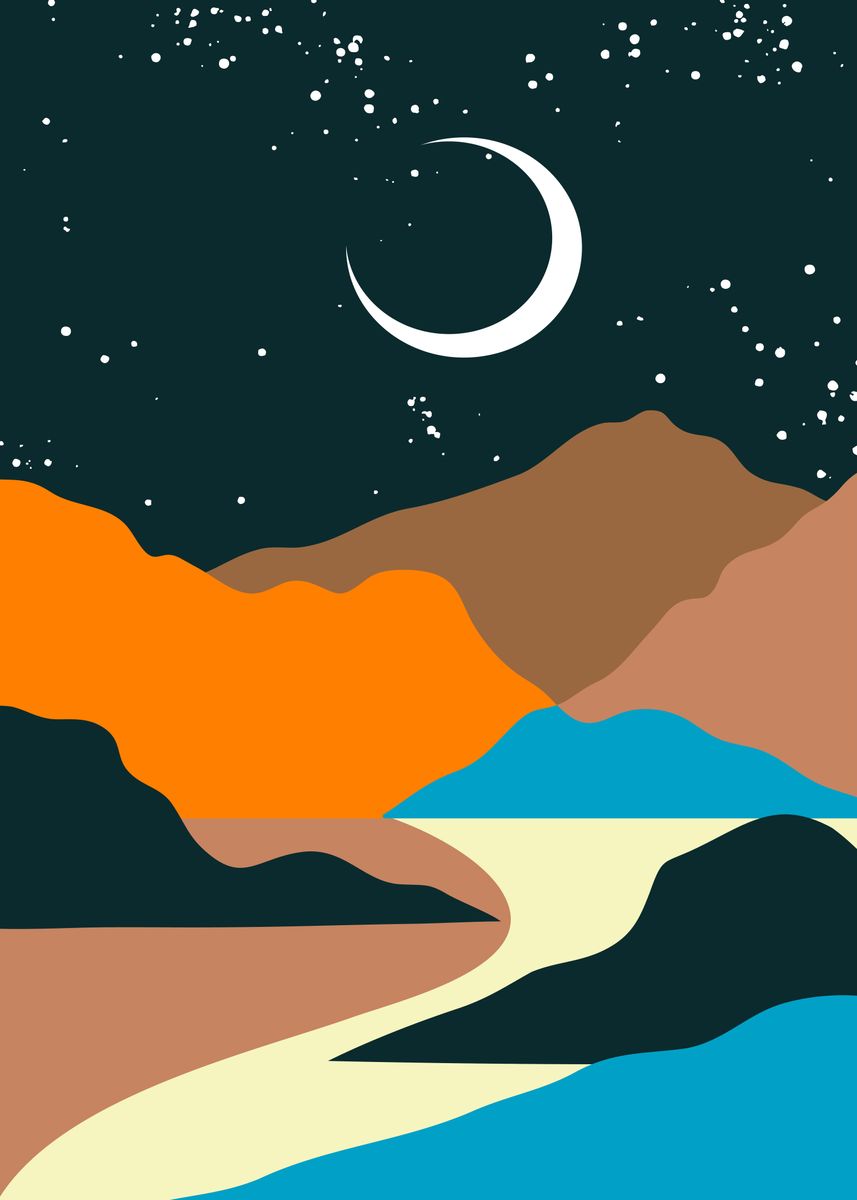 'contemporary mountain post' Poster, picture, metal print, paint by ...