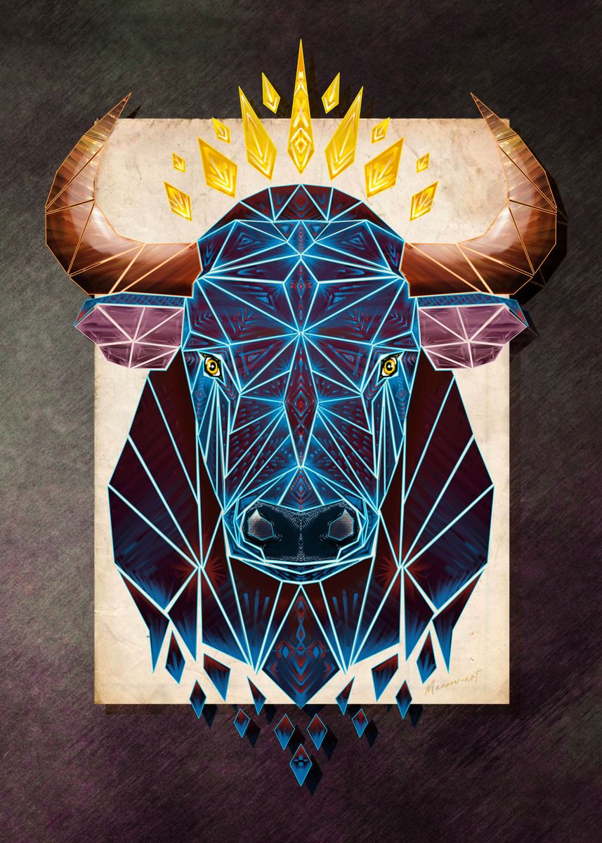 'bull run ' Poster, picture, metal print, paint by Manoou Art | Displate