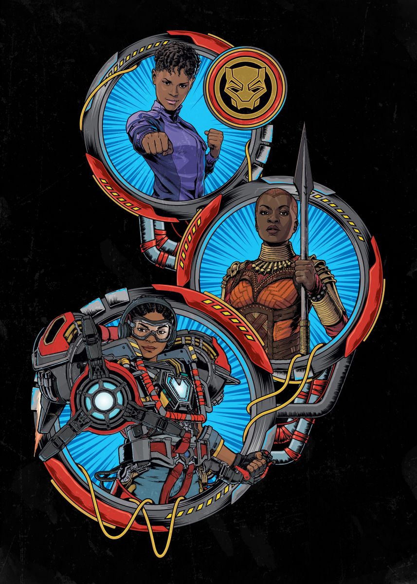 'Wakanda women' Poster, picture, metal print, paint by Marvel | Displate