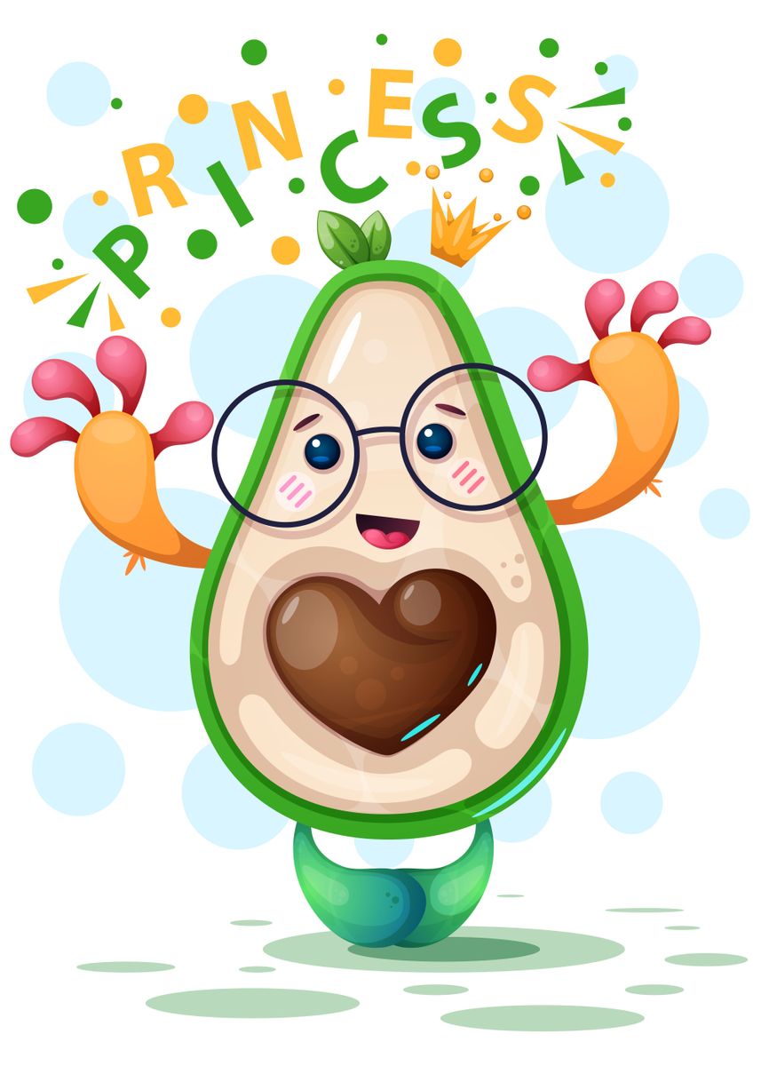 'Cute Green Avocado' Poster, picture, metal print, paint by Hassan Ait ...