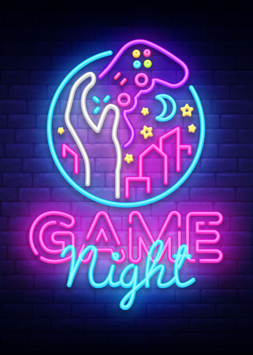 'Game Night Neon' Poster, picture, metal print, paint by Bramcrye ...