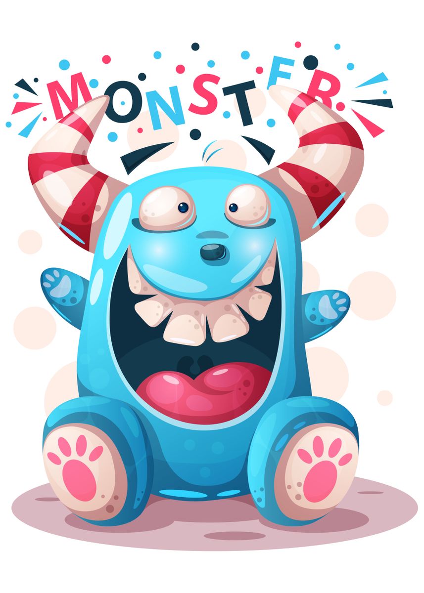 'Cute Happy Monster' Poster, picture, metal print, paint by Hassan Ait ...