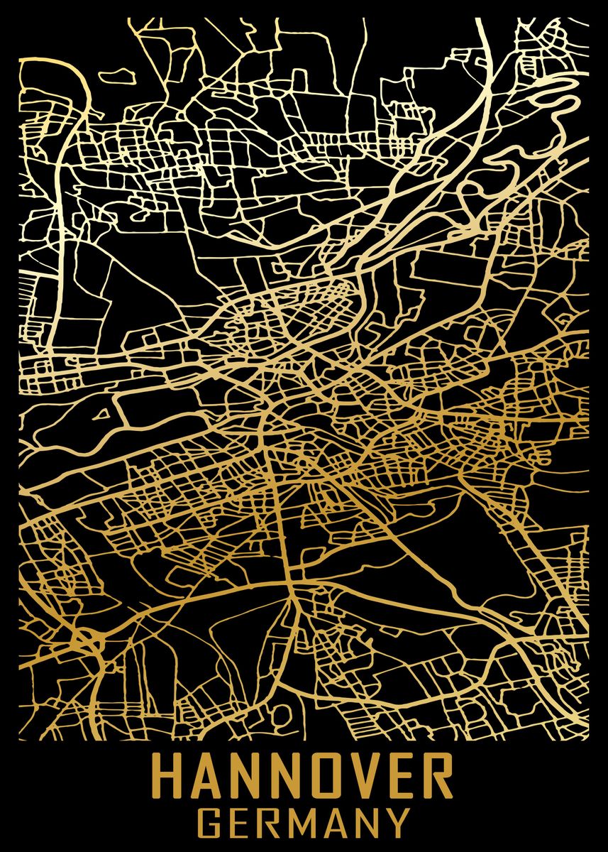 'Hannover Germany City Map' Poster, picture, metal print, paint by ...