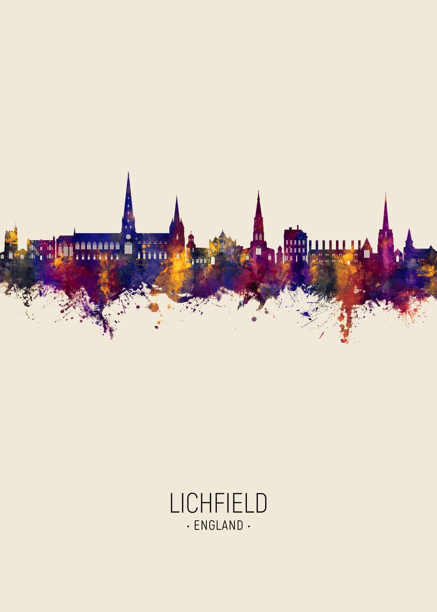 'Lichfield Skyline England' Poster, picture, metal print, paint by ...