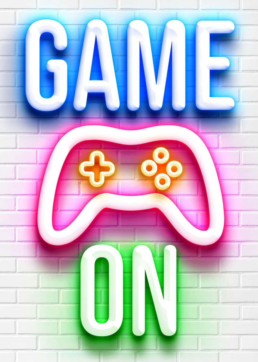 'Game on gaming poster' Poster, picture, metal print, paint by Kitty ...