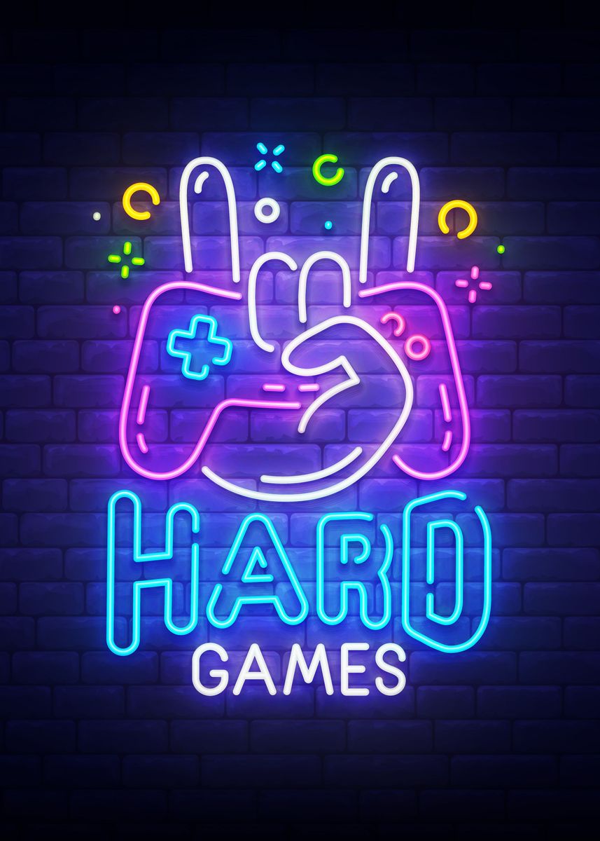 'Hard Games Neon' Poster, picture, metal print, paint by Bramcrye ...