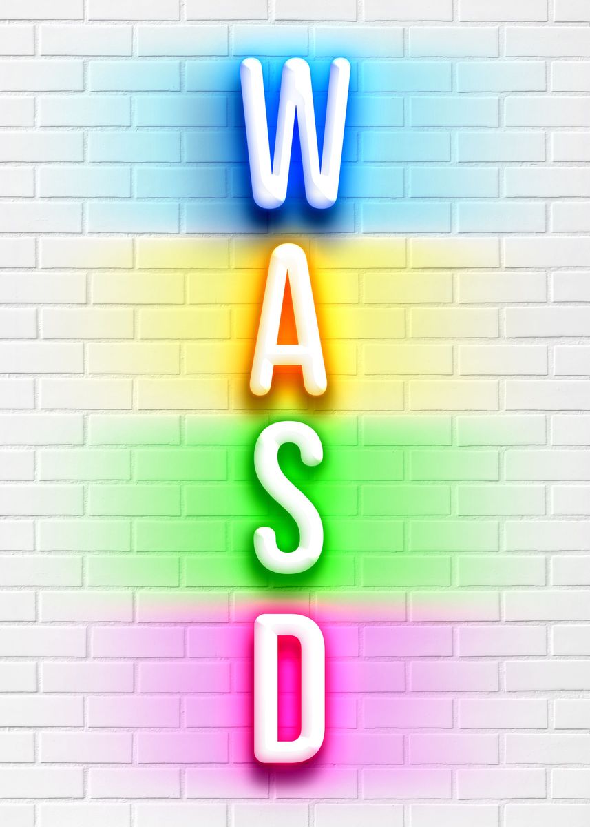 'WASD gaming on PC' Poster, picture, metal print, paint by Kitty Kit ...
