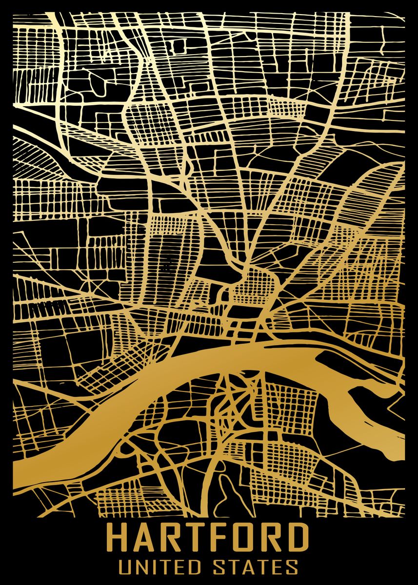 'Hartford USA City Map' Poster by SheldonBennett Studio | Displate