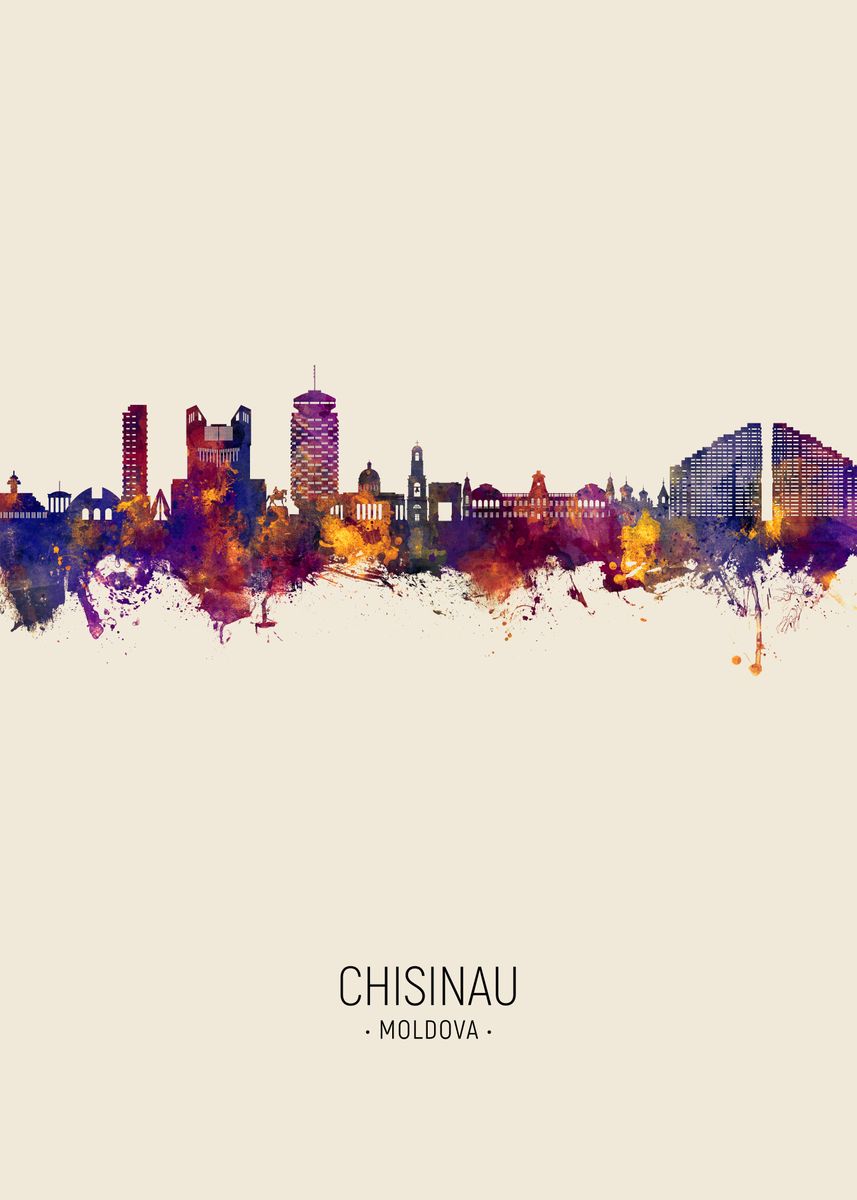 'Chisinau Skyline Moldova' Poster, picture, metal print, paint by ...
