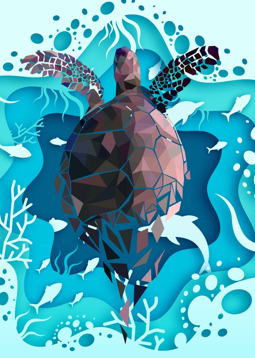 'Turtle' Poster, picture, metal print, paint by Sunny Artist | Displate