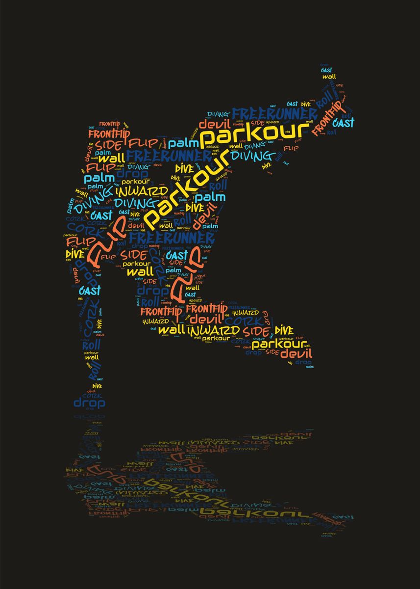 'parkour word cloud' Poster, picture, metal print, paint by Guntah ...