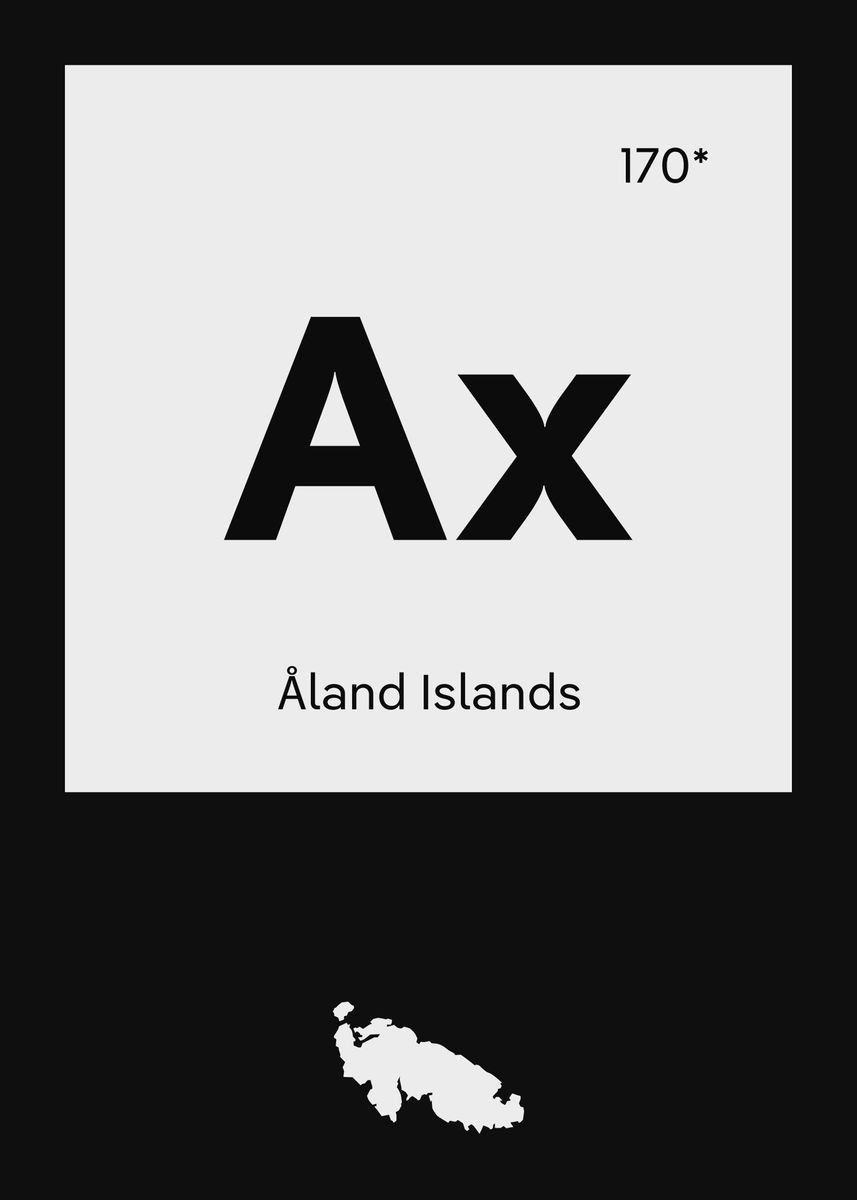 'Aland Islands Country Map' Poster, picture, metal print, paint by Visitify | Displate