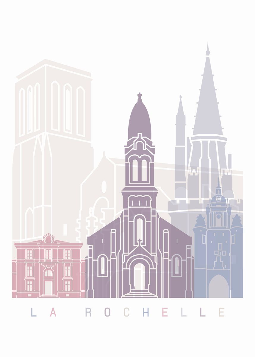 'La rochelle skyline ' Poster by Cristina Romero | Displate