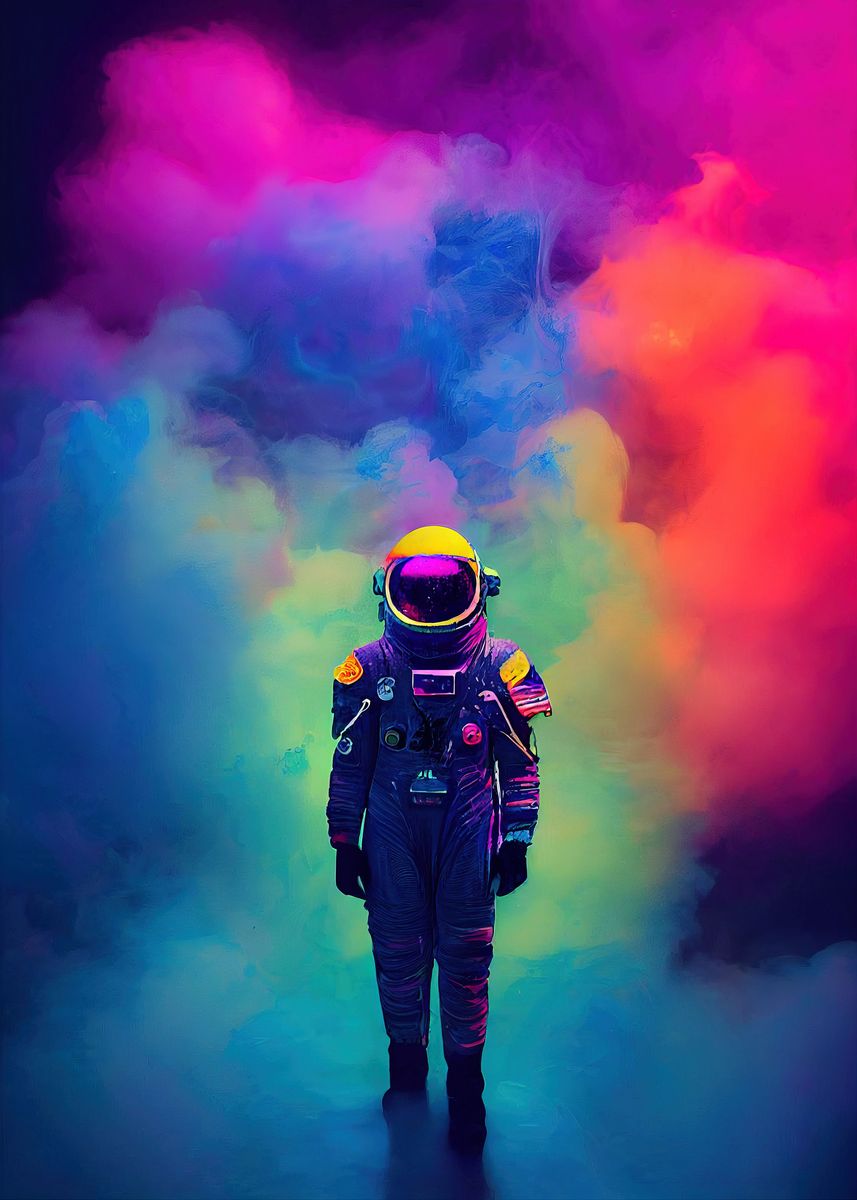 'Colorfull smoke astronaut' Poster, picture, metal print, paint by ...