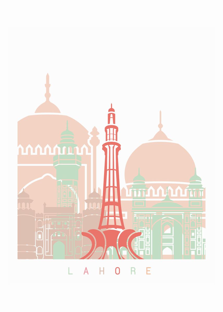 'Lahore skyline poster' Poster, picture, metal print, paint by Cristina ...