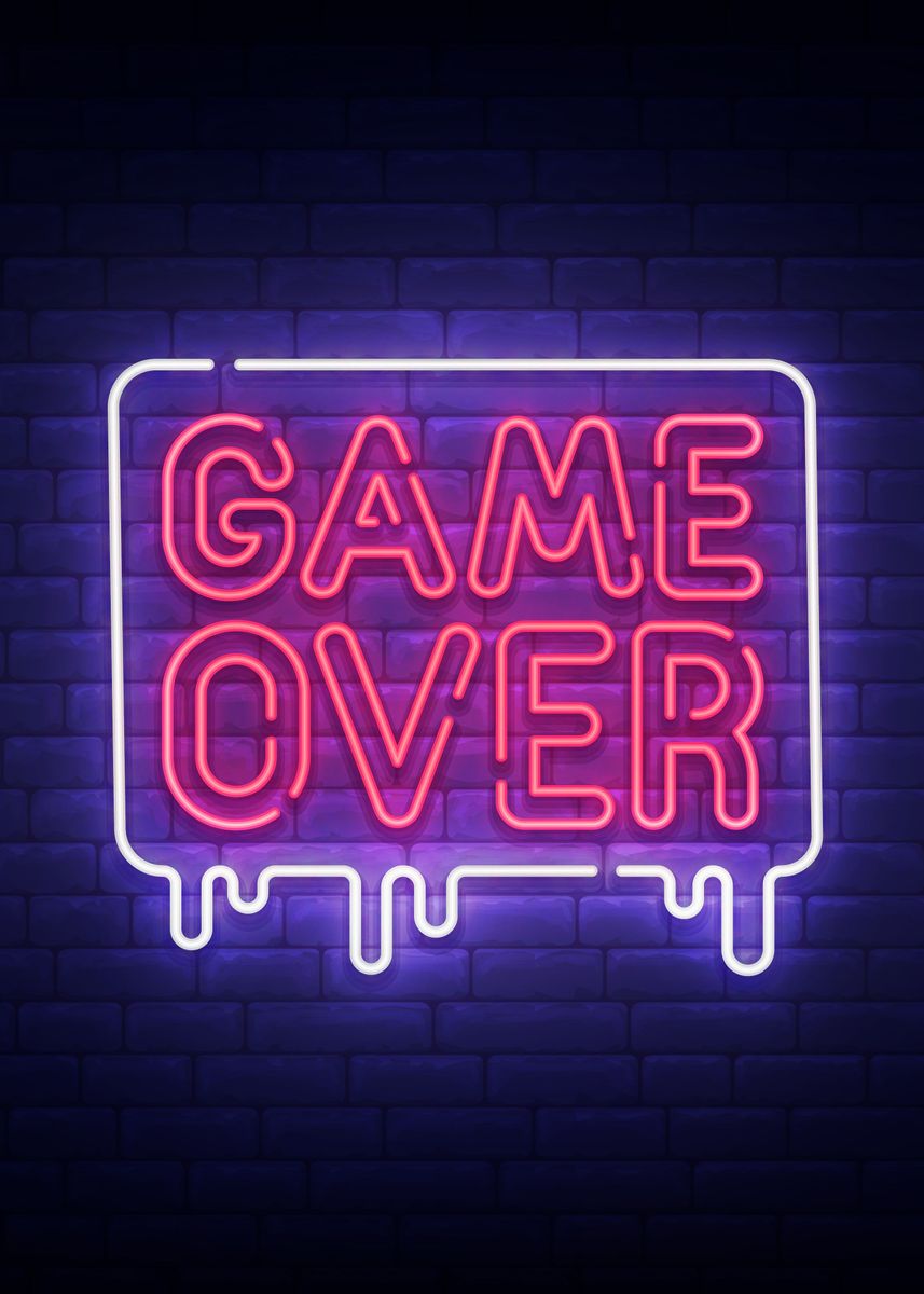 'Game Over Neon' Poster, picture, metal print, paint by Bramcrye | Displate