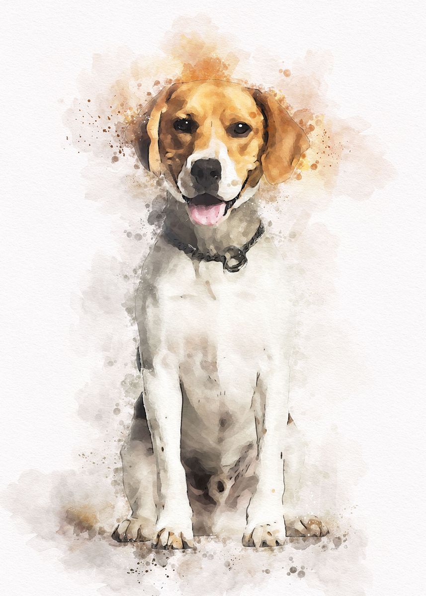 'Beagles dog ' Poster, picture, metal print, paint by kun bin | Displate