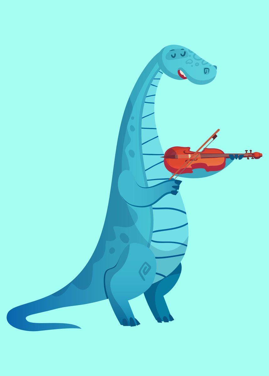 'Dinosaur play music' Poster, picture, metal print, paint by Benny ...