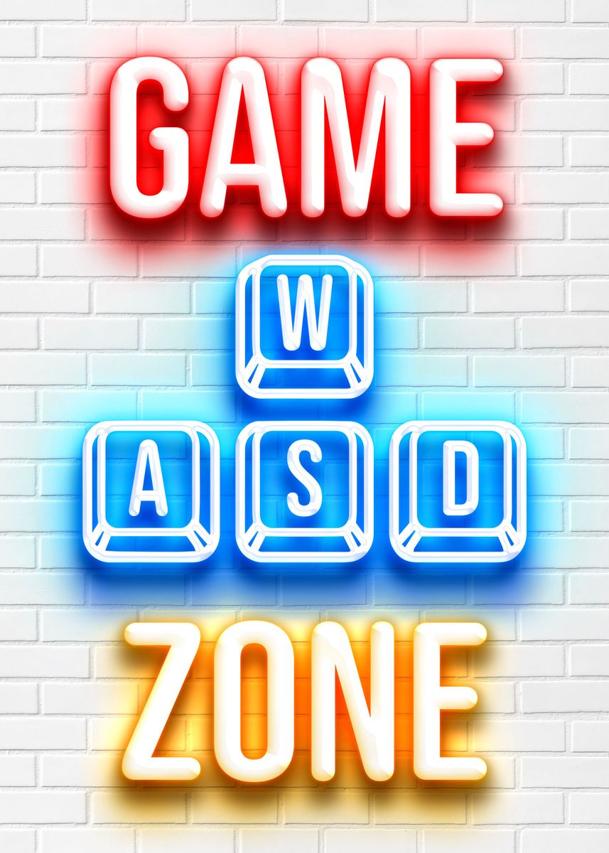 'Game Zone WASD' Poster, picture, metal print, paint by Kitty Kit ...