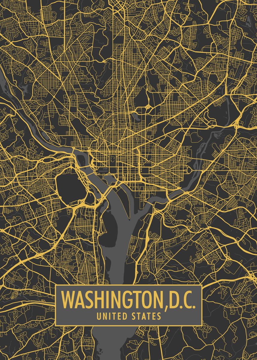 'Washington Map' Poster, picture, metal print, paint by Miracle Studio ...