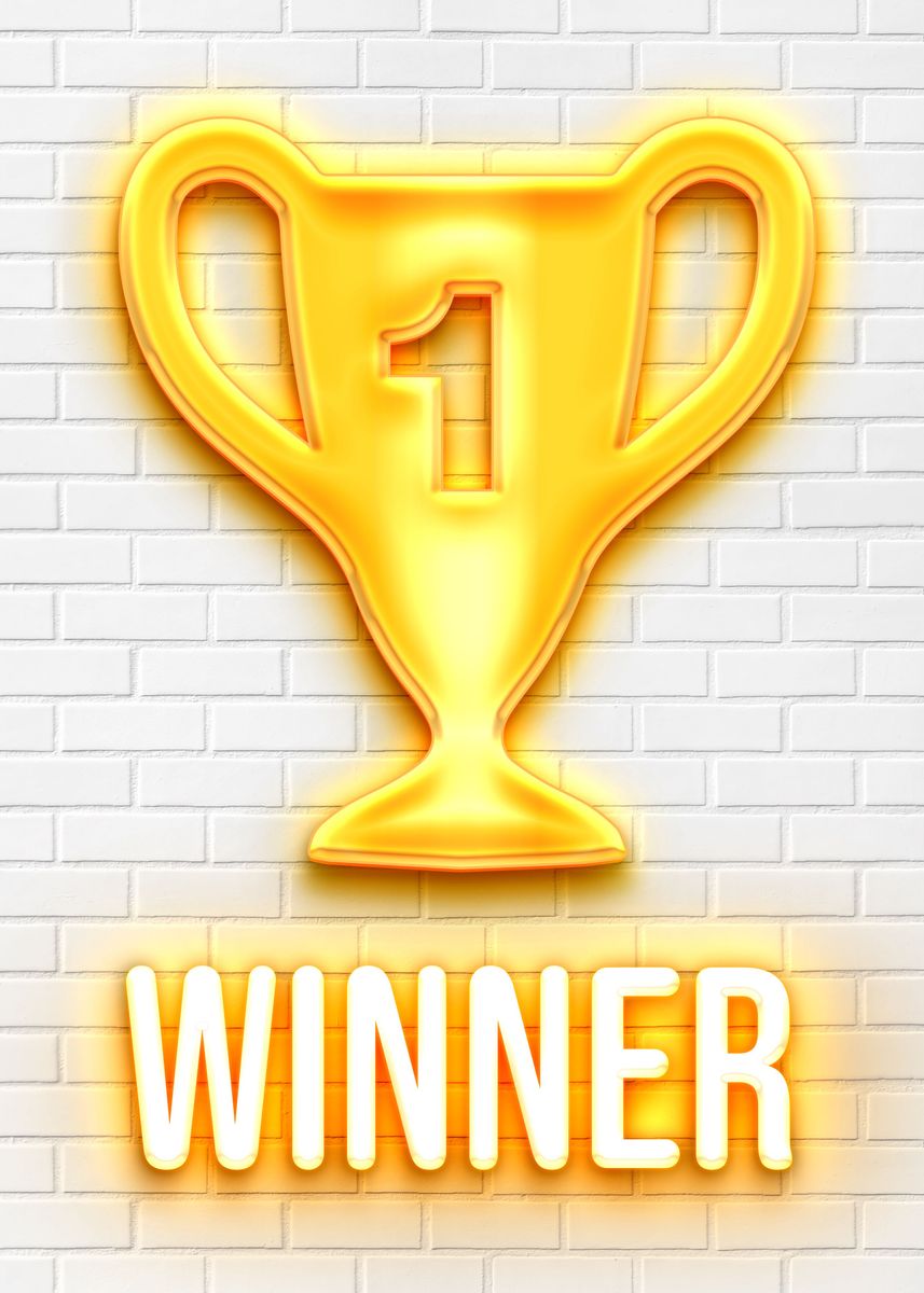 'Winner gold neon trophy' Poster by Kitty Kit | Displate
