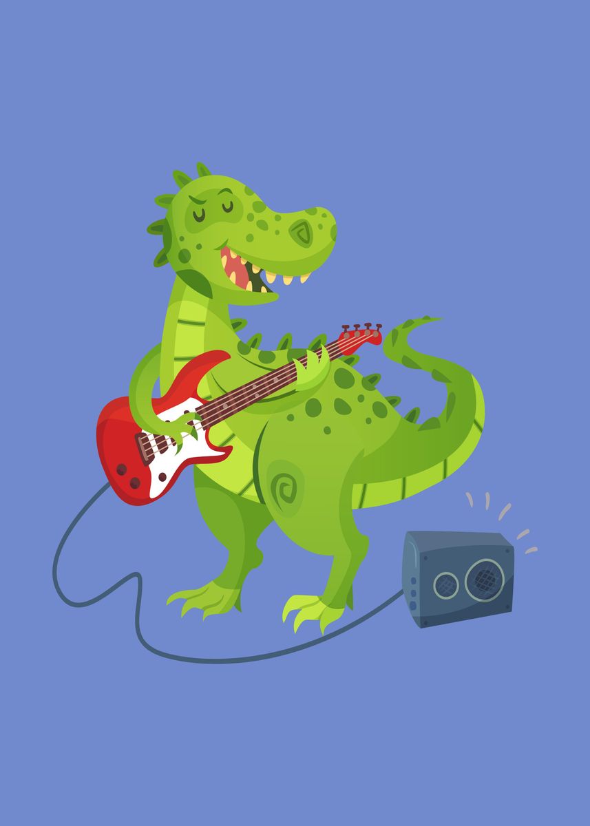 'Dinosaur play music' Poster, picture, metal print, paint by Benny ...