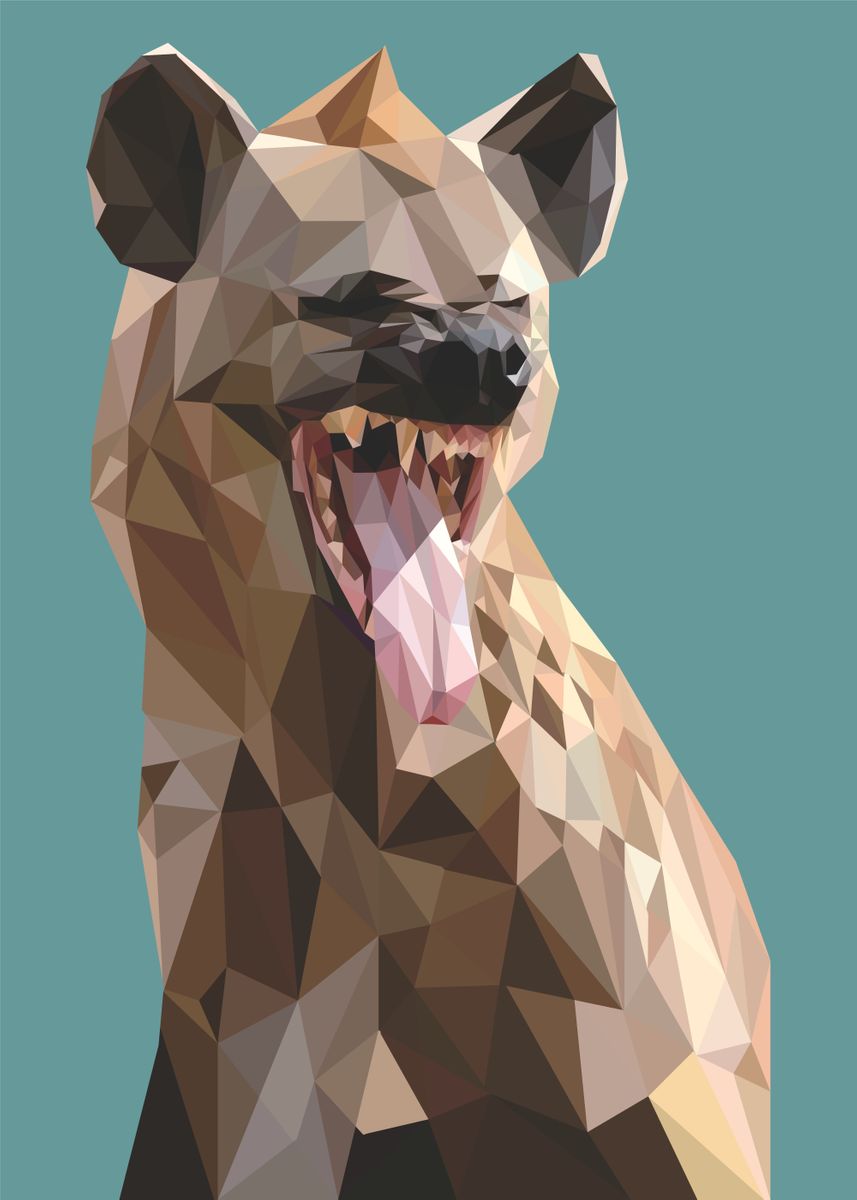 'nursery animal hyena' Poster, picture, metal print, paint by Lowpoly ...