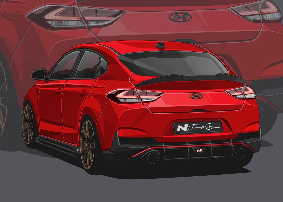 'HYUNDAI I30N FASTBACK RED' Poster by capture art | Displate