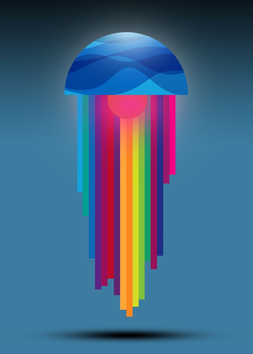 'Geometric Jellyfish' Poster, picture, metal print, paint by David ...