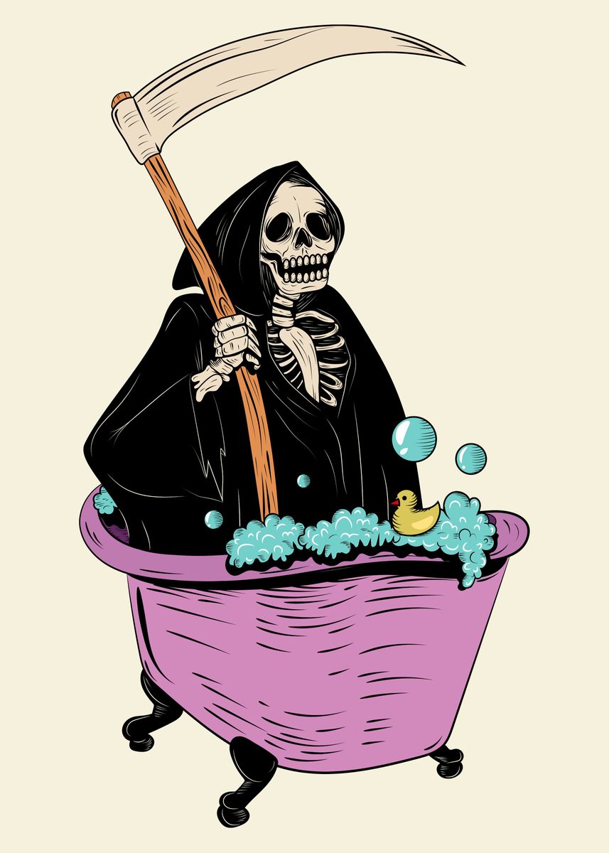'Grim Reaper's Duck Bath' Poster by NIZAM KHAN | Displate