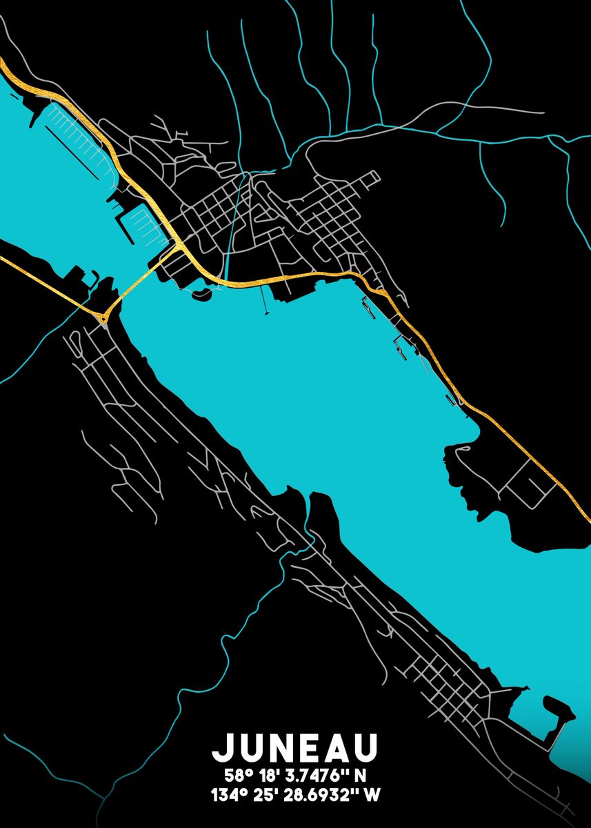 'Juneau AK USA' Poster, picture, metal print, paint by Clayborne Frank ...