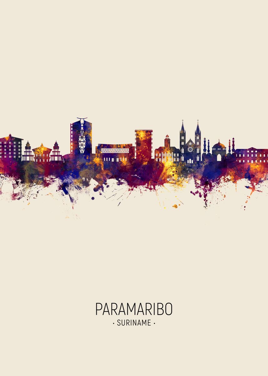 'Paramaribo Skyline' Poster by Michael Tompsett | Displate
