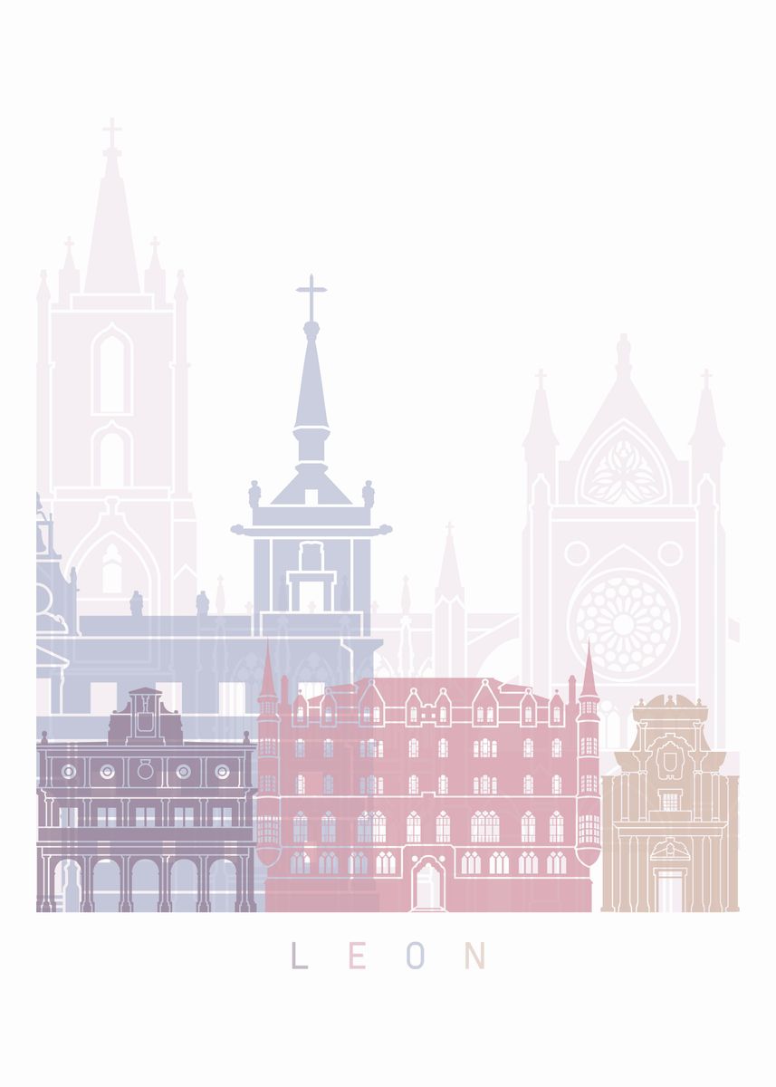 'Leon skyline poster ' Poster, picture, metal print, paint by Cristina ...