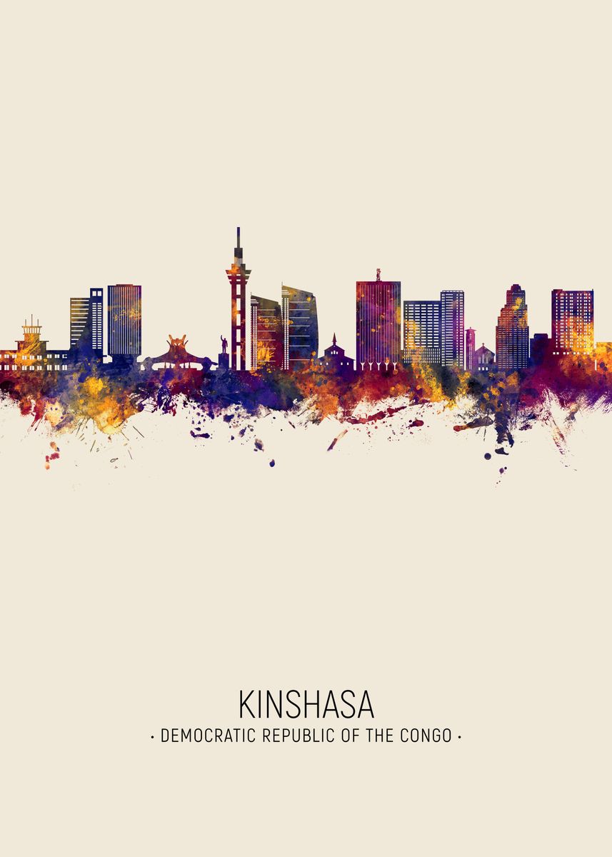 'Kinshasa Skyline DRC' Poster by Michael Tompsett | Displate