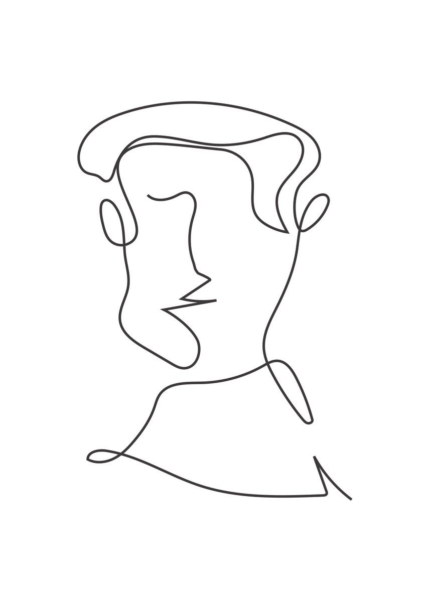 'Abstract Man face line art' Poster, picture, metal print, paint by ...