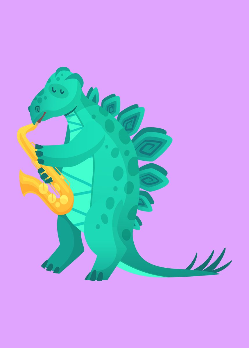 'Dinosaur play music' Poster by Benny Jacobs | Displate