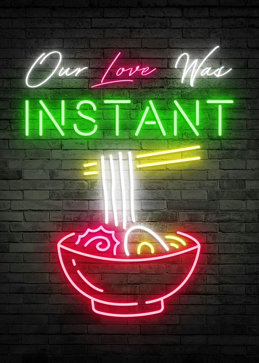 'Neon love Noodles' Poster, picture, metal print, paint by obaid ullah ...