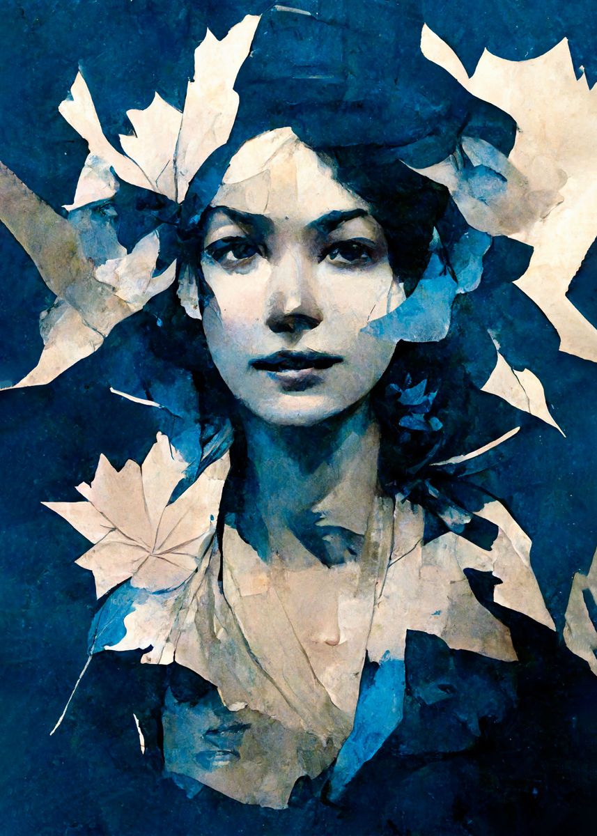 'Smiling Blue Girl ' Poster, picture, metal print, paint by Valter ...