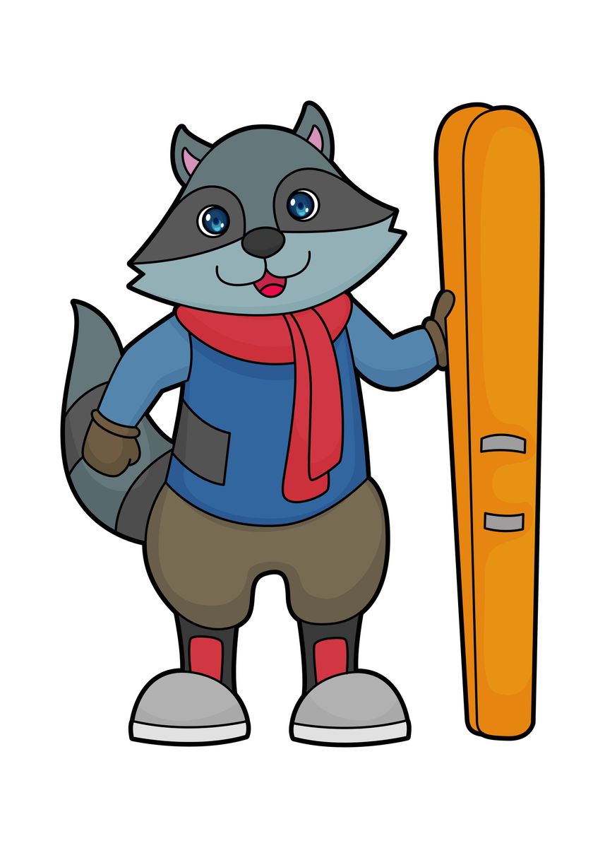 'Racoon Ski Skier' Poster, picture, metal print, paint by Markus ...