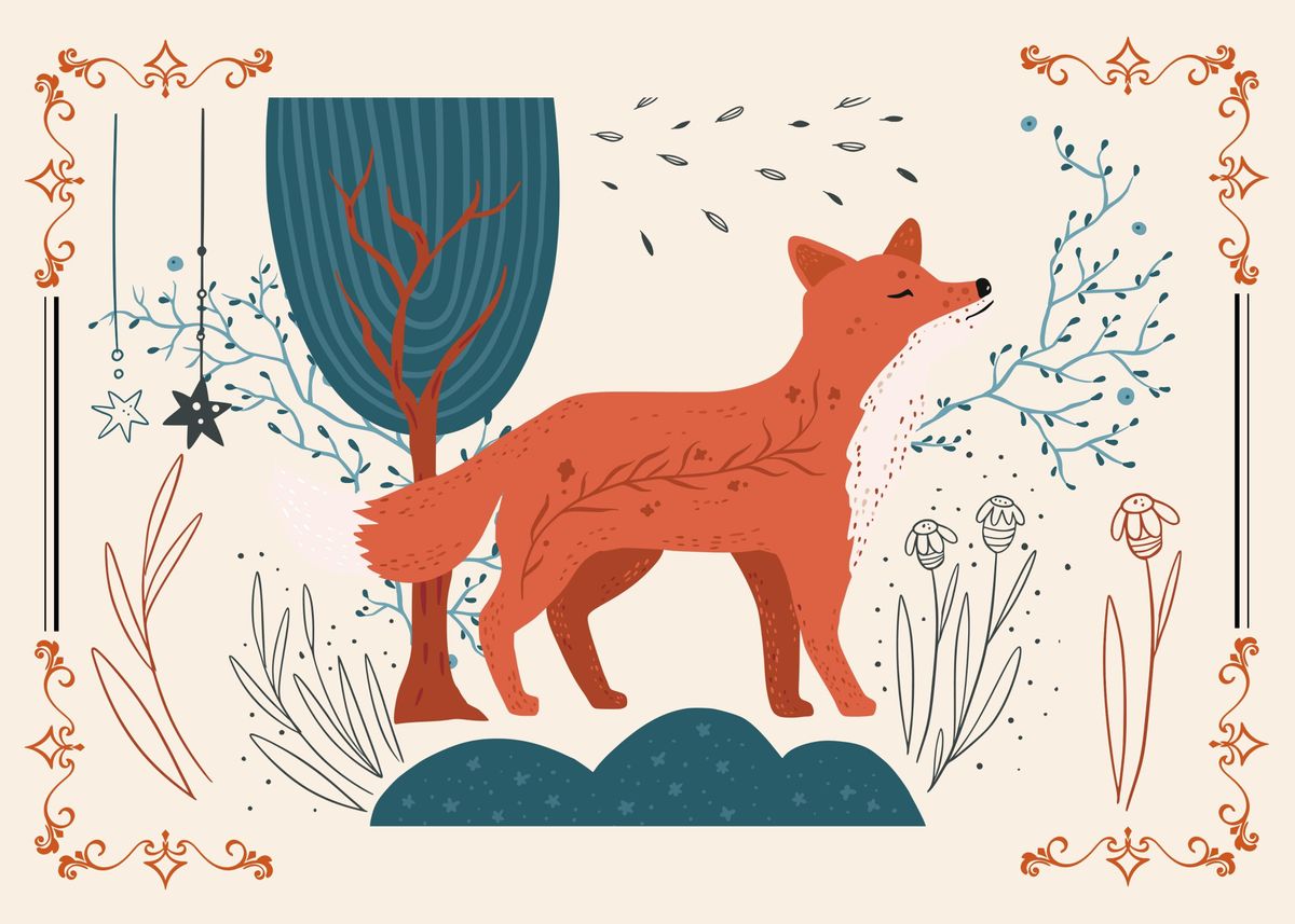 'Fox Nordic Style' Poster by Nae | Displate