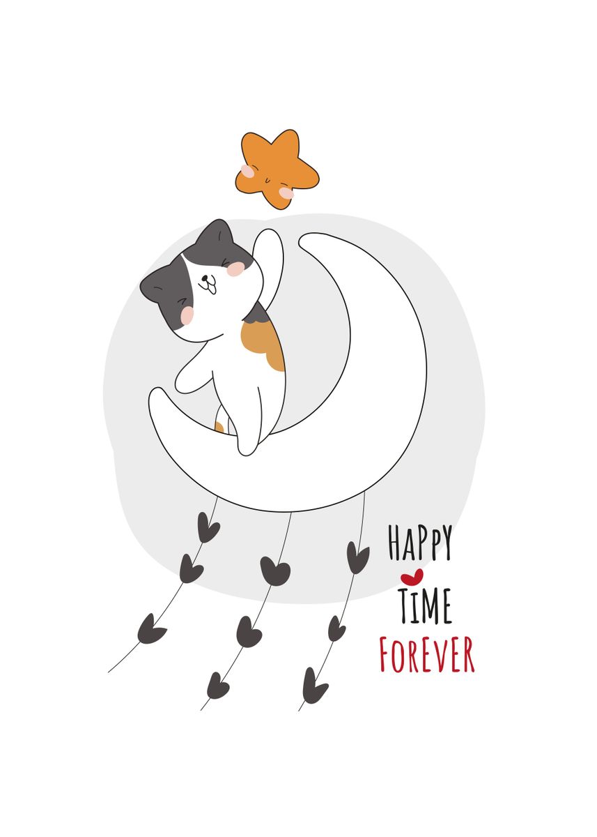 'Happy Cat' Poster, picture, metal print, paint by Faissal Thomas ...