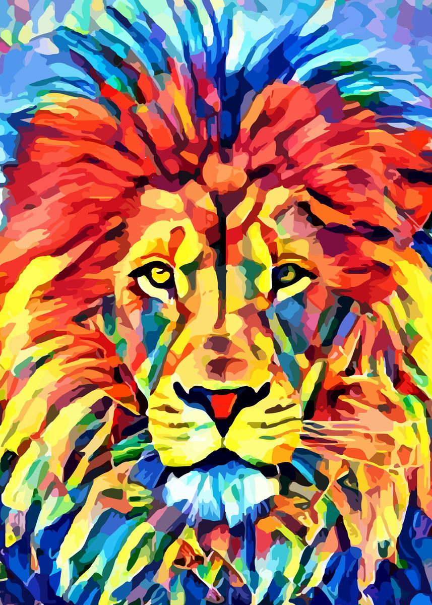'majestic lion' Poster, picture, metal print, paint by erma wati | Displate