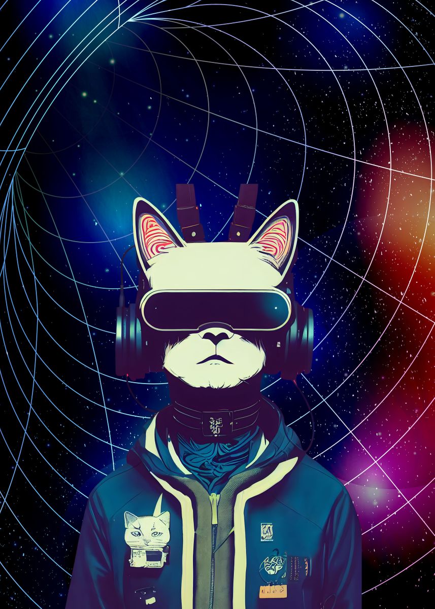 'Radio Universe Space cat' Poster, picture, metal print, paint by ...